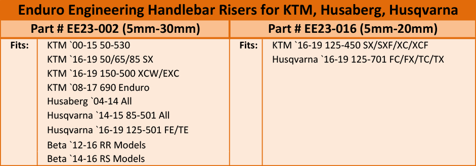 Enduro Engineering Handlebar Risers - quickly raise your handlebars